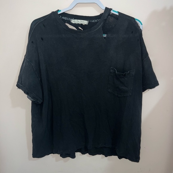 We The Free | Tops | Free People Ripped Black Tee Large | Poshmark